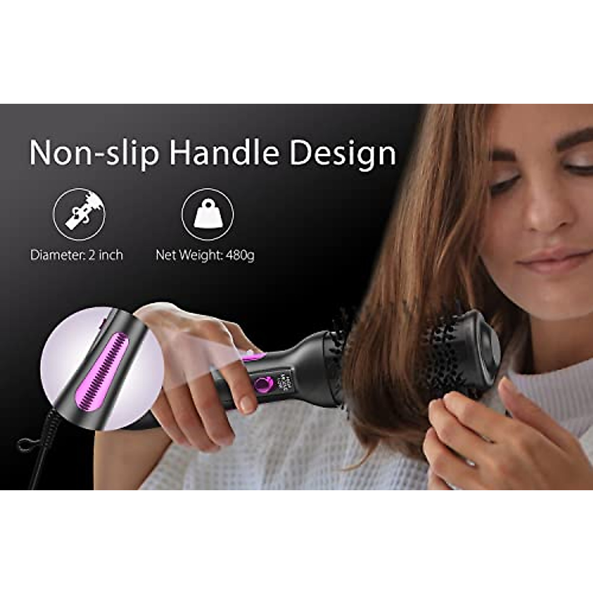 One-Step Blow Dryer Brush & Volumizer Styler, Hot Air Hair Dryer Brush Straightener Brush with Negative Ion Anti-frizz Ceramic Titanium Barrel for Drying, Straightening, Curling, Salon