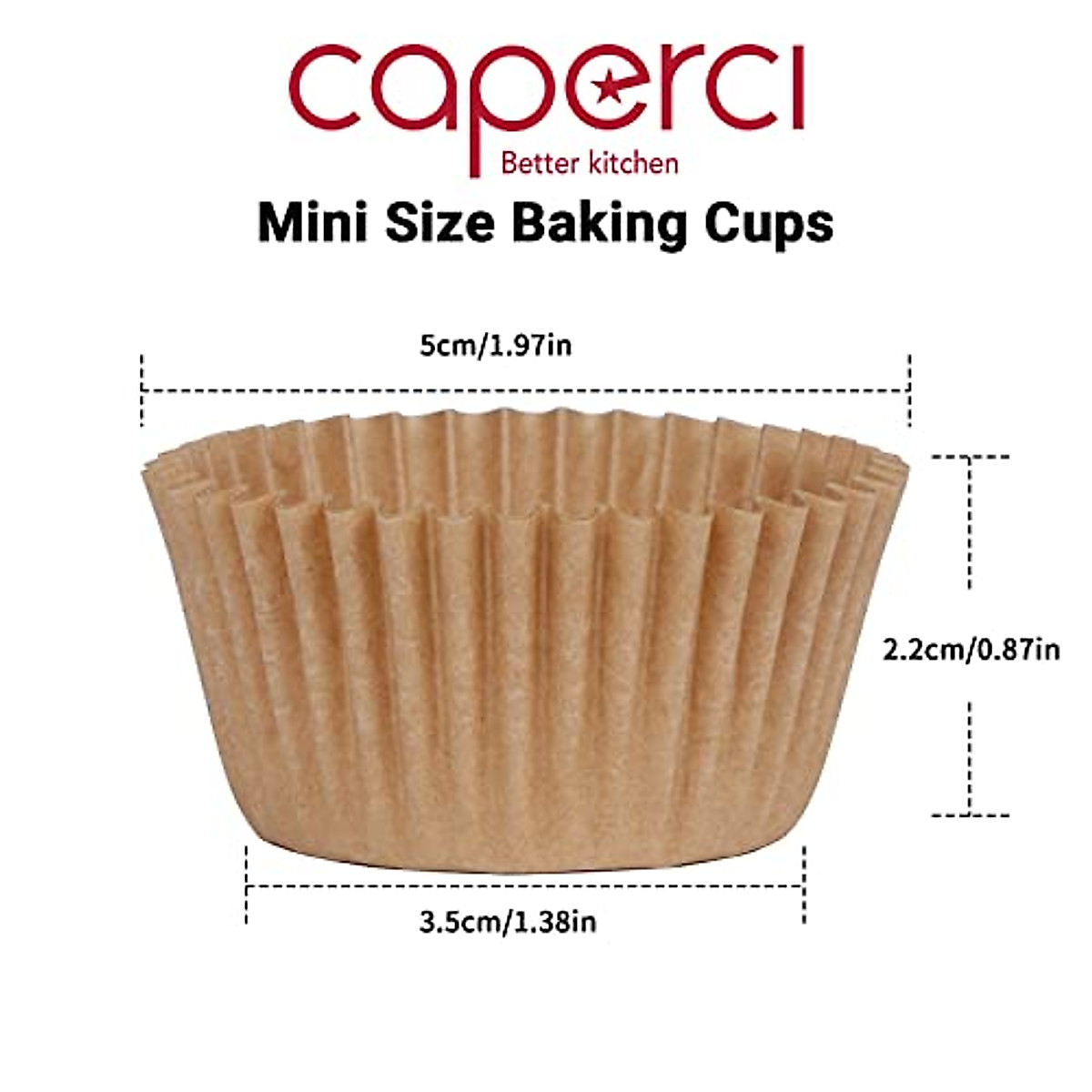 Caperci 500 Count Mini Cupcake Liners Natural Muffin Liners Greaseproof No Smell Small Cupcake Wrappers Baking Cups