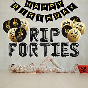 Geloar RIP FORTIES 50th Birthday Party Supplies, RIP FORTIES Balloons Happy Birthday Banner for Death to My Forties 40s RIP Youth Men Dirty 50 Funny 50th Bday Decorations (Gold, RIP FORTIES)