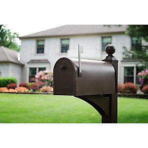 Architectural Mailboxes Edwards Galvanized Steel Post Mount Mailbox, Compatibility Code B, EM160VBAM, Bronze, Large Capacity