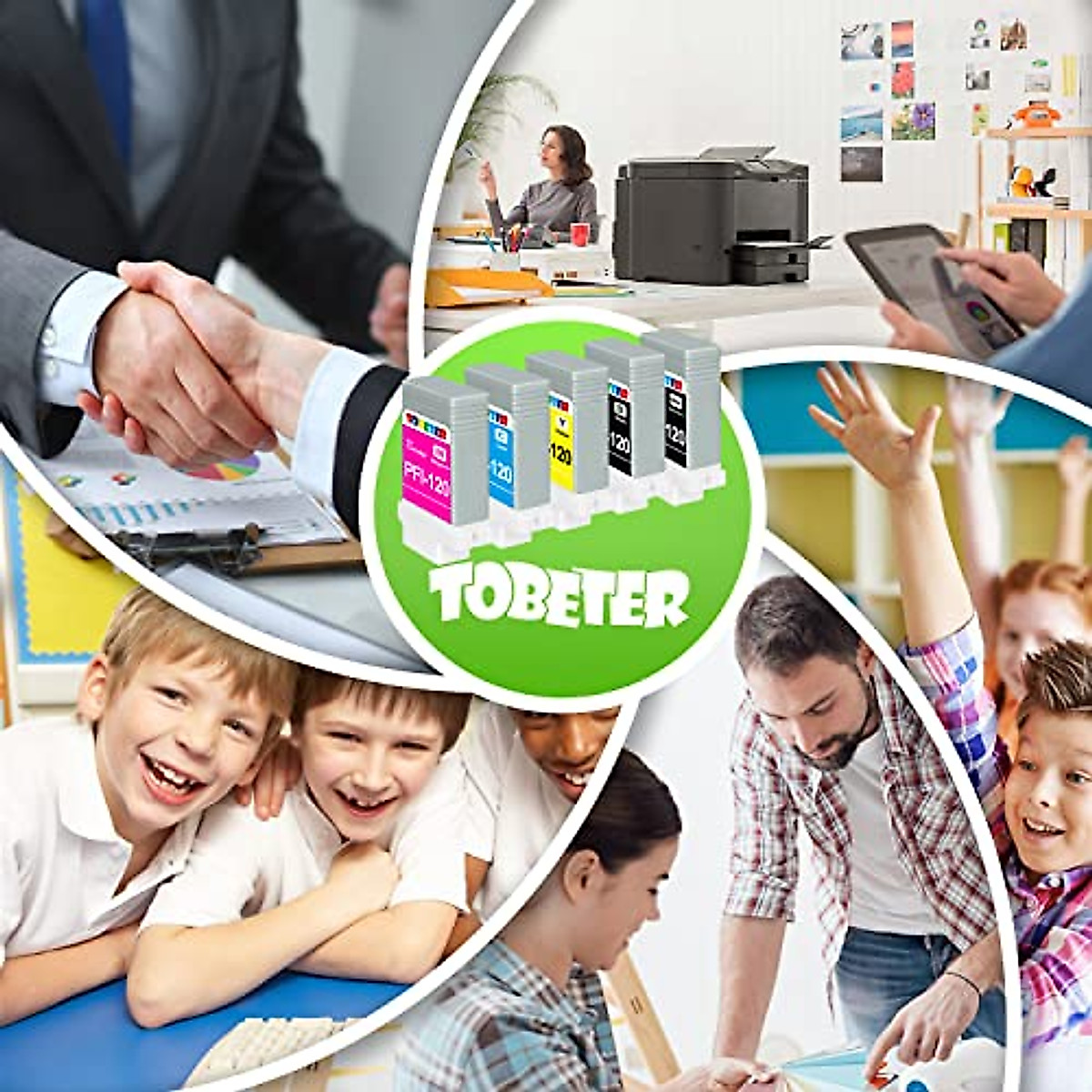 ToBeter Remanufactured PFI120 Ink Cartridge Pigment Tank Replacement for Canon PFI-120 PFI-120MBK PFI-120BK PFI-120C PFI-120M PFI-120Y Works with Image PROGRAF IPF TM-200 205 300 305 Printer (5-Pack)