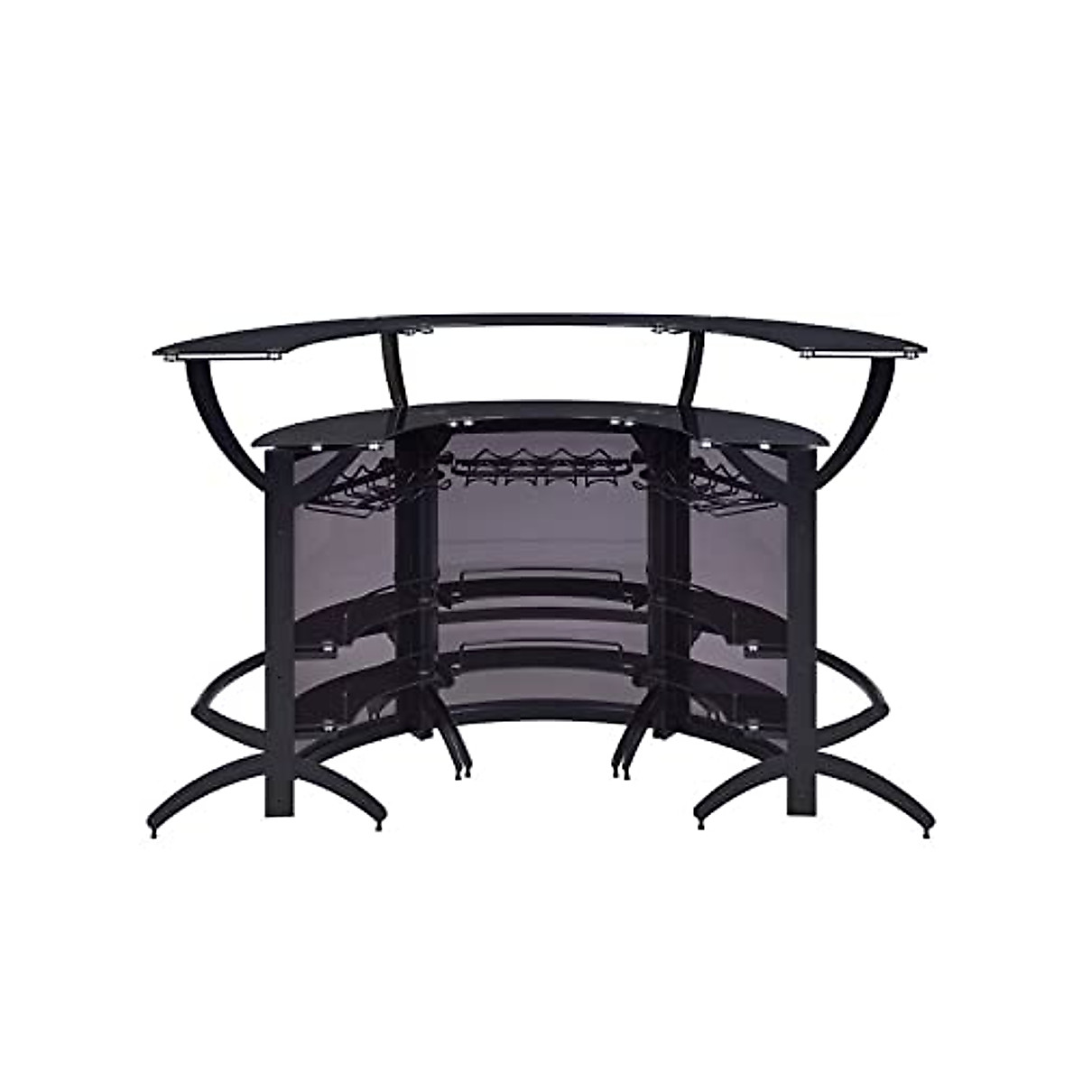 Coaster Furniture Modern Contemporary 3pc Curved Home Bar 61.75" Black ‎182135-S3