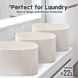 CHAT BLANC Cotton Rope Basket Blanket Storage for Living Room 15.8"x15.8"x13.8" | Baby Toy Storage Basket | Woven Basket | Large Baskets for Organizing, Graphite