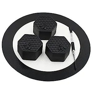 KUVIS 26ml Hexagon Silicone Container Non-stick Honeybee Jars with 7.87" Round Mat and Carving Tool (F)