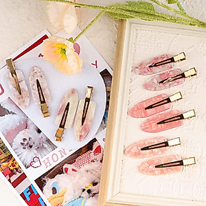 Magicsky 10PCS No Bend Hair Clips for Styling, Acrylic Resin Flat Clip, No Crease Curl Small Pin, Bang Seamless Hair Barrette Tool for Makeup-Hairstyle Accessories for Women Girls, Pink Opal