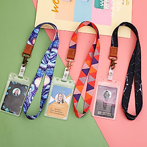 COOKOOKY Lanyard with id Holder Cute lanyards for Women Men Neck Lanyard for Keys id Badge Holder (Black marble)