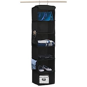 Simple Houseware Hanging Closet Organizers Storage, 6 Shelves, Black