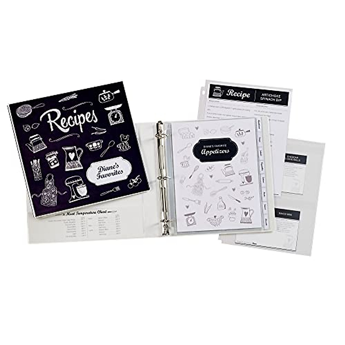 Avery Recipe Organizer Starter Kit, 8 Tab Dividers, 5 Recipe Card Protectors, 10 Sheet Protectors (19915)