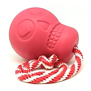 SodaPup USA-K9 Skull – Durable Dog Tug Toy, Chew Toy, & Treat Dispenser Made in USA from Non-Toxic, Pet-Safe, Food Safe Natural Rubber Material for Bonding, Mental & Physical Exercise, & More
