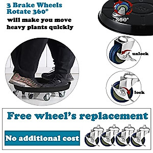 3 Packs Metal Plant Caddy with Wheels 13" Rolling Plant Stand Heavy Duty Plant Dolly with Casters for Indoor and Outdoor Large Planter Casters Potted Plant Mover,Black