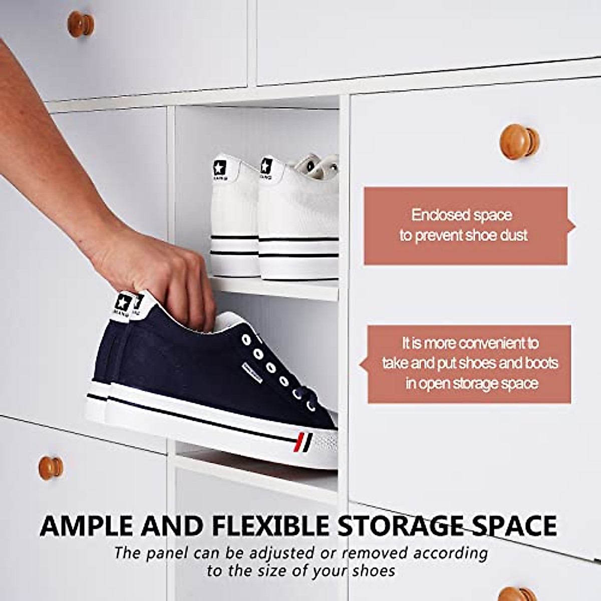 DEYAOPUPU Shoe Cabinet for Entryway,Modern Shoe Storage Cabinet,Freestanding White Shoe Rack Storage Organizer