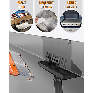 Rear Grease Drainage Funnel for Blackstone Grease Catcher Upgrade, Enclosed Grease Trap with Integrated Grease Gate for Blackstone Grease Cup, Flexible Large Capacity, Blackstone Griddle Accessories