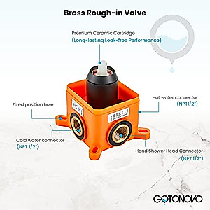 gotonovo Rain Shower System Matte Black 10 Inch Shower Head Bathroom Luxury Mixer Shower Complete Combo Set Singe Handle Wall Mounted