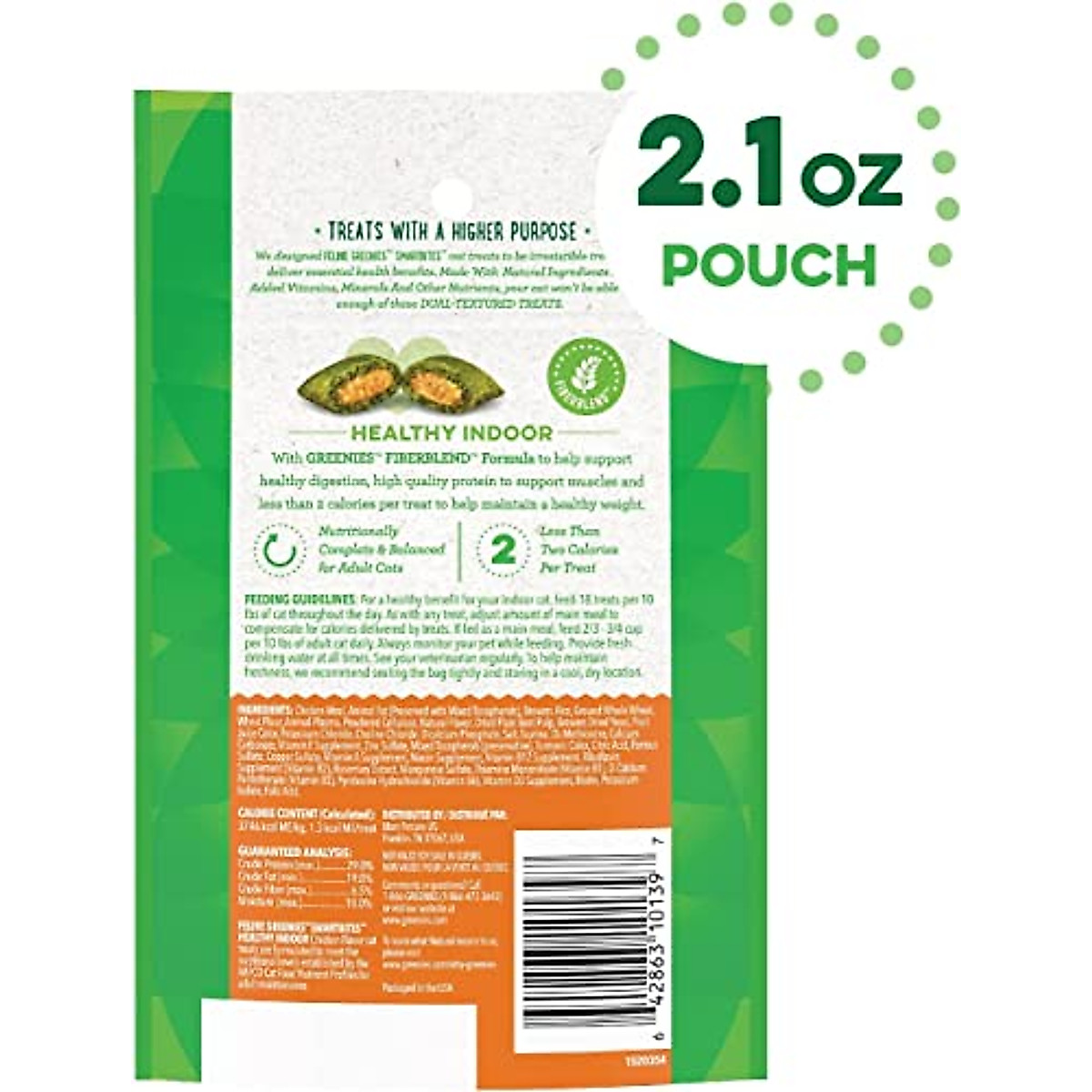 Feline Greenies Smartbites Healthy Indoor Cat Treats, Chicken Flavor, 2.1 Oz, (3 Pack)