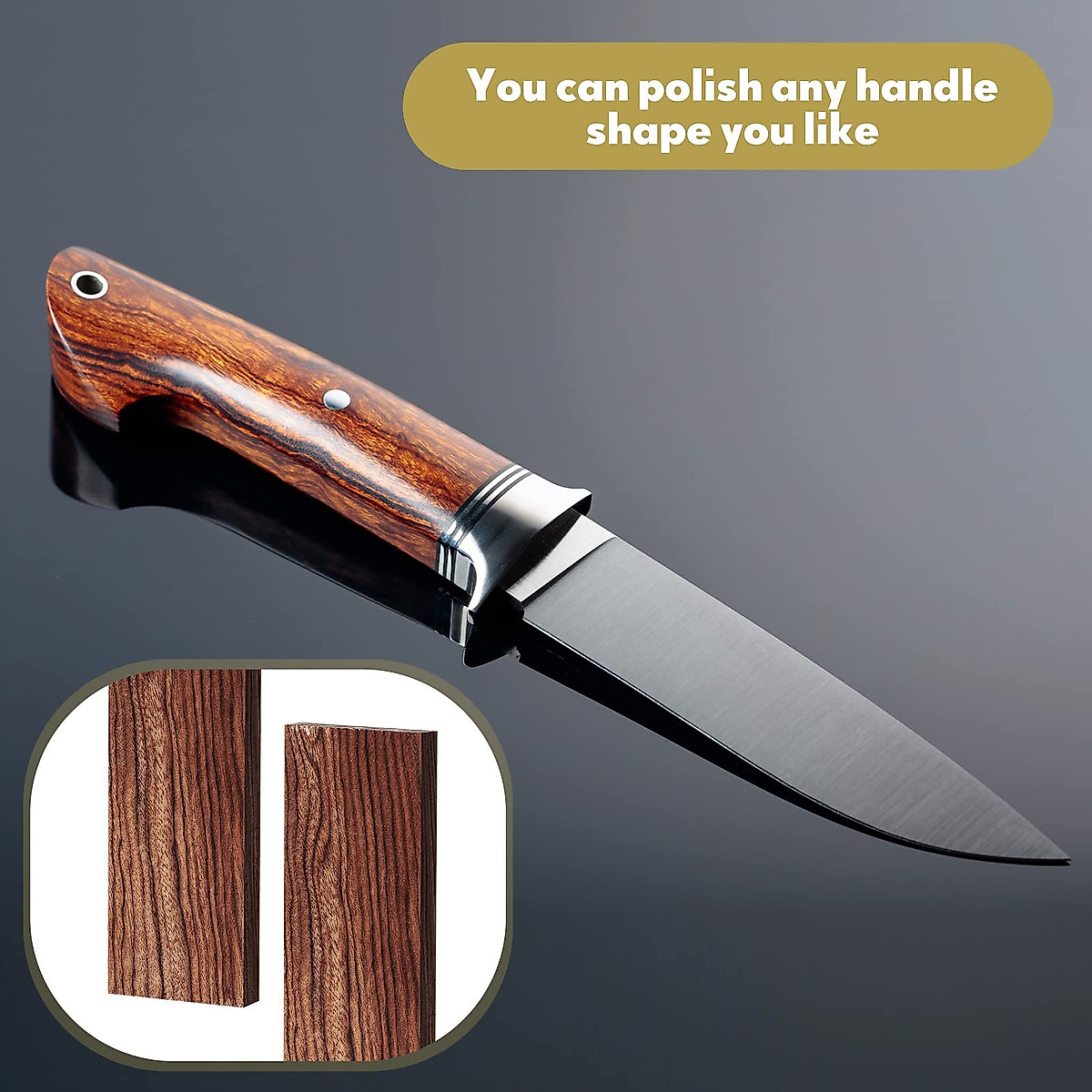 Riakrum 4 Pieces Ironwood Knife Handle Material Natural Wood Knife Handle Scales for DIY Crafts(4.72 x 1.57 x 0.39 Inch)