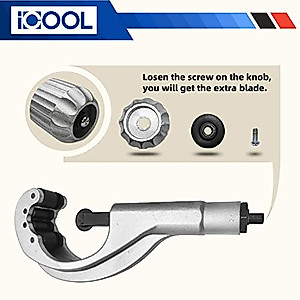 ICOOL Tubing Cutter 3/16 to 2-5/8 Inch (5-67 mm) for Aluminum Copper Brass PVC Pipe Thin Stainless Steel Tube, with Extra Blade