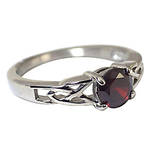 Fantasy Forge Jewelry Womens January Birthstone Celtic Ring Red Cubic Zirconia Size 9