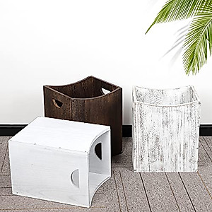 Wood Trash Can 5.3 Gallon Kitchen Garbage Can Rectangular Wastebasket with Built-in Handles Rustic Farmhouse Trash Can for Kitchen Bedroom Office Bathroom Under Desk Large Storage Rustic White