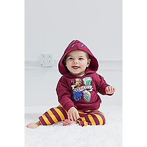 Harry Potter Infant Baby Boys Fleece Pullover Hoodie Bodysuit and Pants 3 Piece Outfit Set Maroon 18 Months