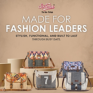 Womens Shoulder Bag by Sixtease - Vintage Style Shoulder Bags for Women - Made with Genuine Leather, Upcycled Canvas, or Hair On - Handmade, Adjustable Strap, Brass and Zinc Hardware - Flint