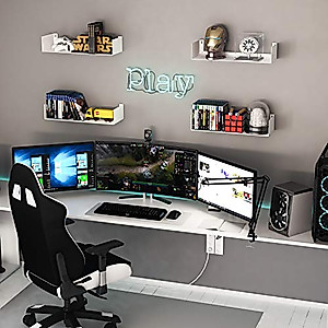 Wallniture Bali White Bookshelf and CD DVD Storage Shelf Set of 4, Metal Floating Book Shelves for Wall