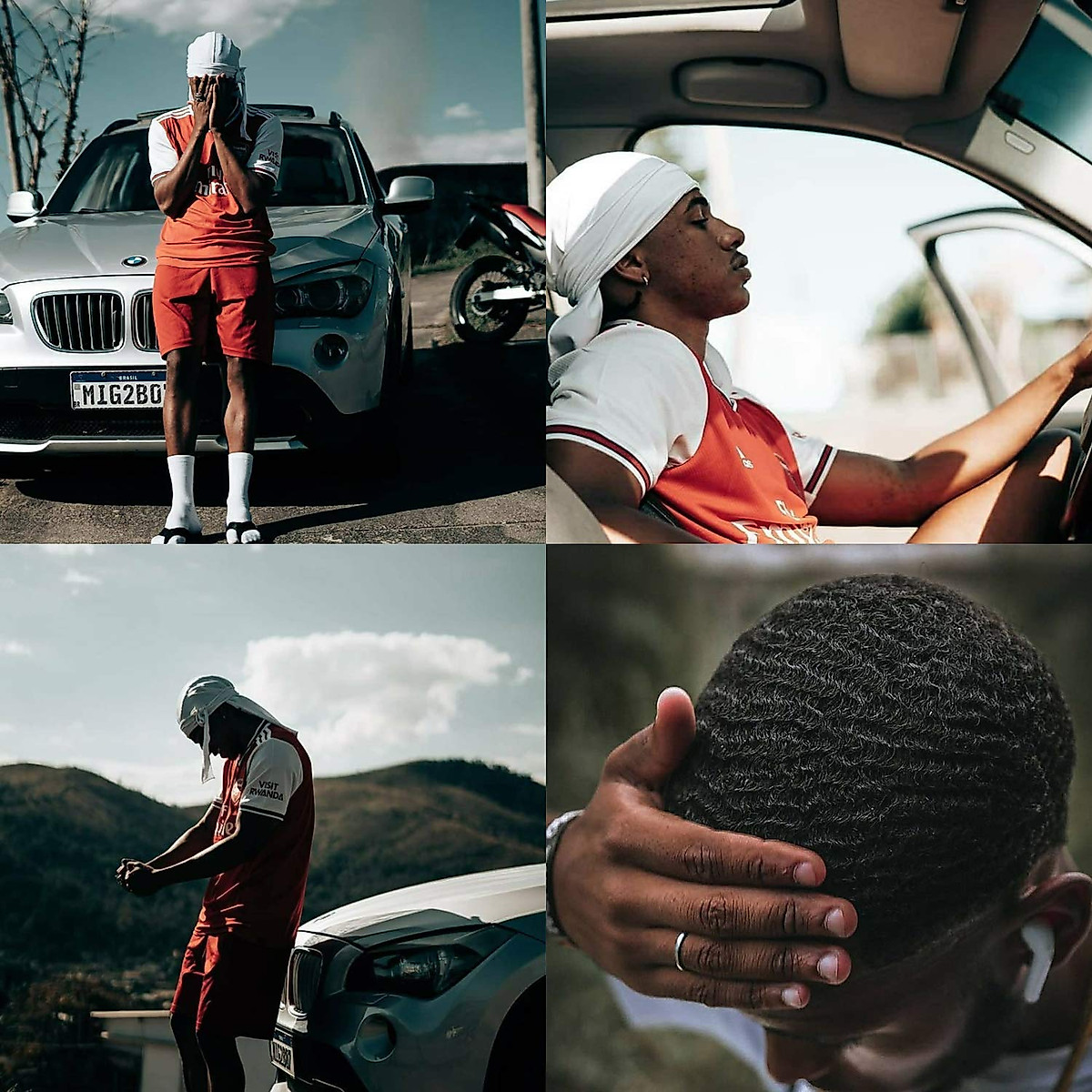 BIGEDDIE 6 Pcs Silky Durags and 1 Pcs Wave Cap Silky Durag Pack Durags for Men Waves (purple, blue, yellow, black, white, red)