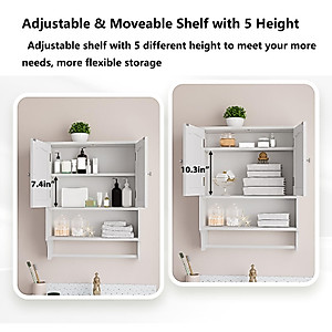 Mino Kesper Bathroom Cabinet Wall Mount with 2 Doors and Adjustable Shelf, Over The Toilet Storage Cabinet, Medicine Cabinet for Bathroom Organizers and Storage