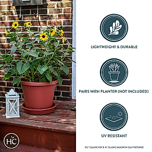 The HC Companies 17.5 Inch Round Plastic Classic Plant Saucer - Indoor Outdoor Plant Trays for Pots - 17.5"x17.5"x3" Chocolate