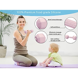 Giftty Baby Dumbbell Toy - Silicone Infant Rattle Teething Toy Teether Toddler Sensory Toy Durable Safe Exercises Workout Weight - Great Gift for Girls and Boys (1pcs 4.8oz - Gray)