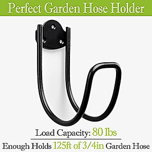 Qiang Ni Garden Hose Holder: Outside Heavy Duty Water Hose Hanger Rack - 2 Pieces Wall Mount Metal Hose Storage Hook for Outdoor - QN-02