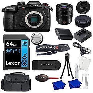 Panasonic LUMIX GH5M2, 20.3MP Mirrorless Micro Four Thirds Camera with Live Streaming, 4K 4:2:2 10-Bit Video, 5-Axis Image Stabilizer, 12-60mm F2.8-4.0 Lens with Rear Lens Cap, Gadget Bag & More