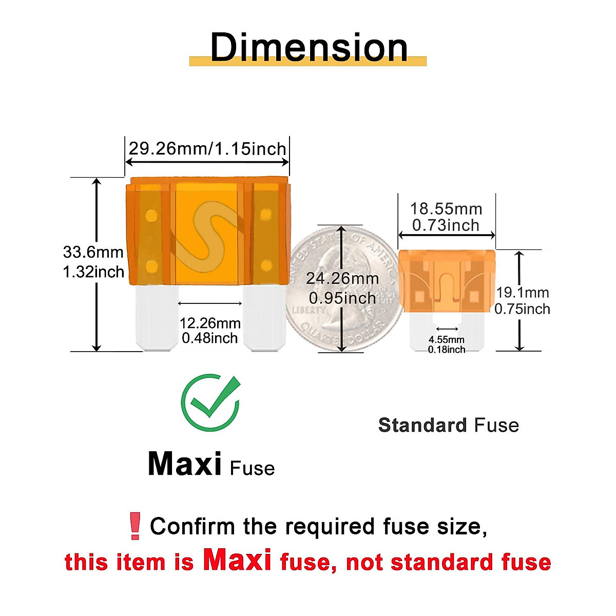 10pcs 40AMP Maxi Fuses - 40A 32V Automotive Blade Fuse for Auto, Car, Rv, Boat, Truck