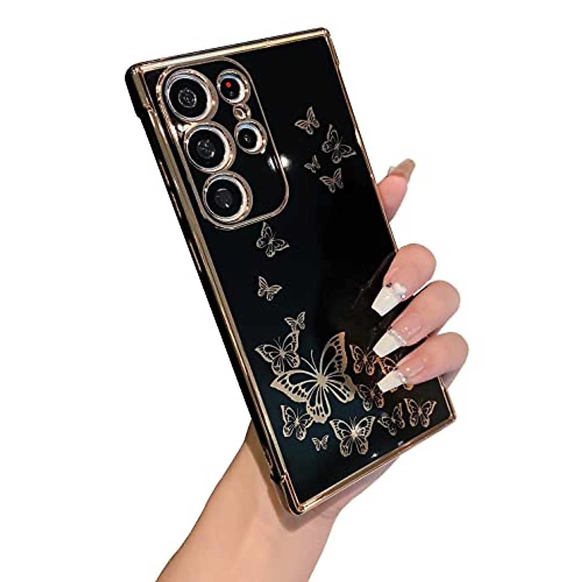 ZTOFERA Phone Case for Samsung Galaxy S23 Ultra 5G Elegant Butterfly,for Lovely Cute Girls & Women,Soft Plating All-Wrapped Protective&Full Cover Camera Samsung Galaxy for S23 Ultra Phone Case-Black