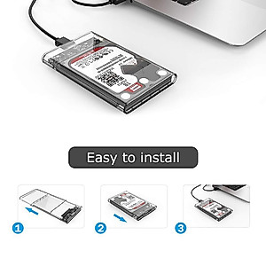 Reletech 2.5" External Hard Drive Enclosure, SATA to USB 3.1 Tool-Free Clear for 2.5 Inch SSD & HDD 9.5mm 7mm External Hard Drive Case Supports UASP SATA