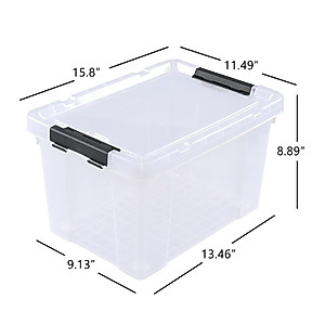 Drephia 4 Pack 22 L Clear Plastic Storage Box with Wheels, Latch Storage Bin with Lid