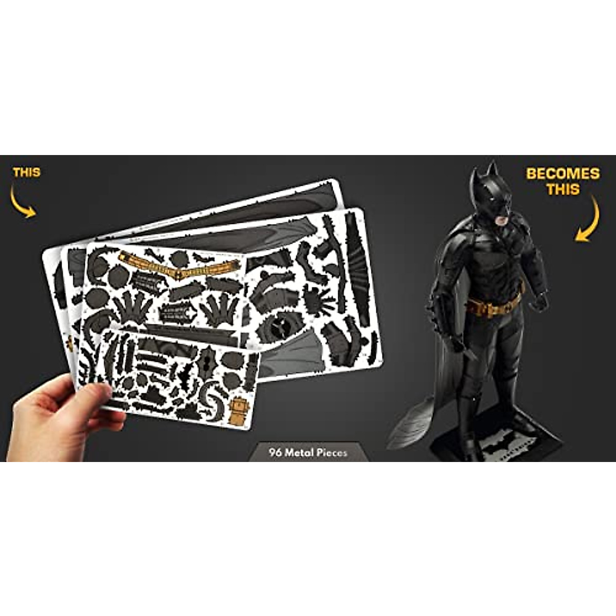 Metal Earth Premium Series Batman The Dark Knight 3D Metal Model Kit Fascinations Bundle with Tweezers