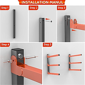 Ultrahaus 3 Pack Metal Lumber Storage Rack, Heavy Duty Steel, Wall Mounted, 3 Level Wood Storage System