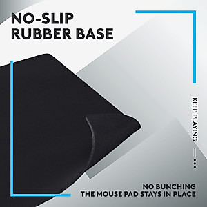 Logitech G640 Large Cloth Gaming Mouse Pad, Optimized for Gaming Sensors, Moderate Surface Friction, Non-Slip Mouse Mat - Black