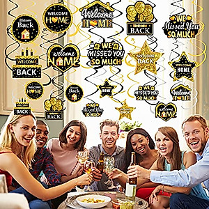 30Pcs Welcome Home Decorations We Missed you Hanging Swirls Decor, Welcome Back Home Hanging Ceiling Party Supplies, Homecoming Return Party Backdrop Sign