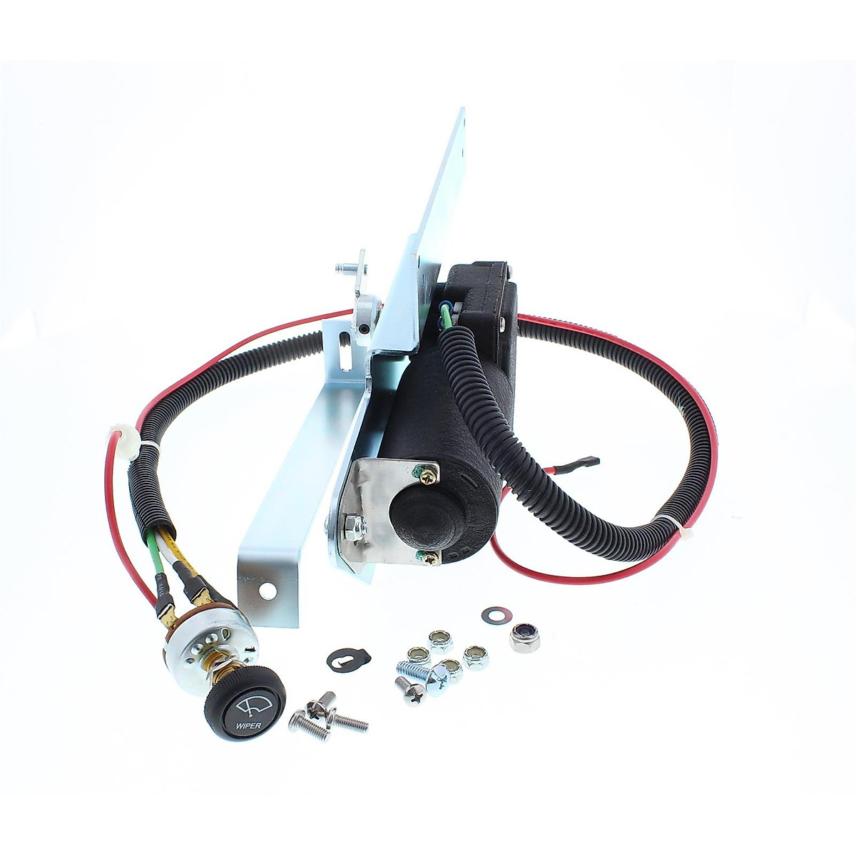 1951-52 Ford Pickup Truck Electric Windshield Wiper Conversion Kit: Two-Speed 12V Motor, Bolts to Original Brackets, Clears Cowl Vents, Includes Wiring Harness, Switch, and Nylon Bushings