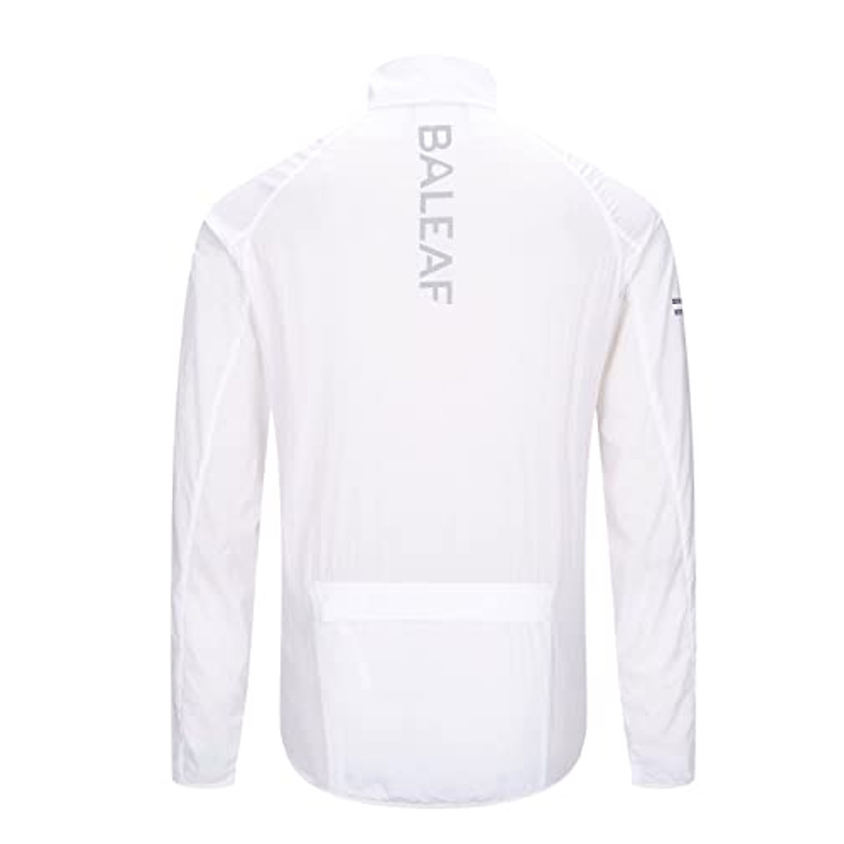 BALEAF Men's Cycling Windbreaker Jackets Lightweight Windproof Packable Pockets Reflective Water-resistant UPF40+ All Weather White L