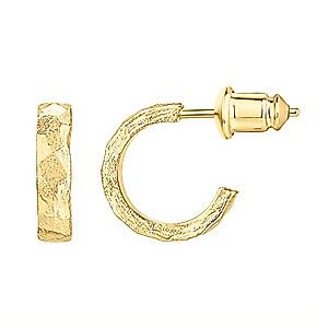 PAVOI 14K Yellow Gold Plated 925 Sterling Silver Post Hammered Hoop Earrings | Womens Lightweight Chunky Open Hoops | Womens Chunky Hoop Earrings