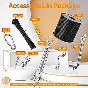 Keeimp String Light Hanging Kit,164 Ft Nylon Coated Stainless Steel 304 Wire Rope, String Lights Suspension Kit,Outdoor Light Hanging Kit