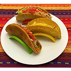 9pc Colorful Stackable ALAZCO Taco Holder Stand Server - For Soft & Hard Shell Taco - Backyard Party Picnic Fiesta (3 Red, 3 Green, 3 Yellow) BPA Free