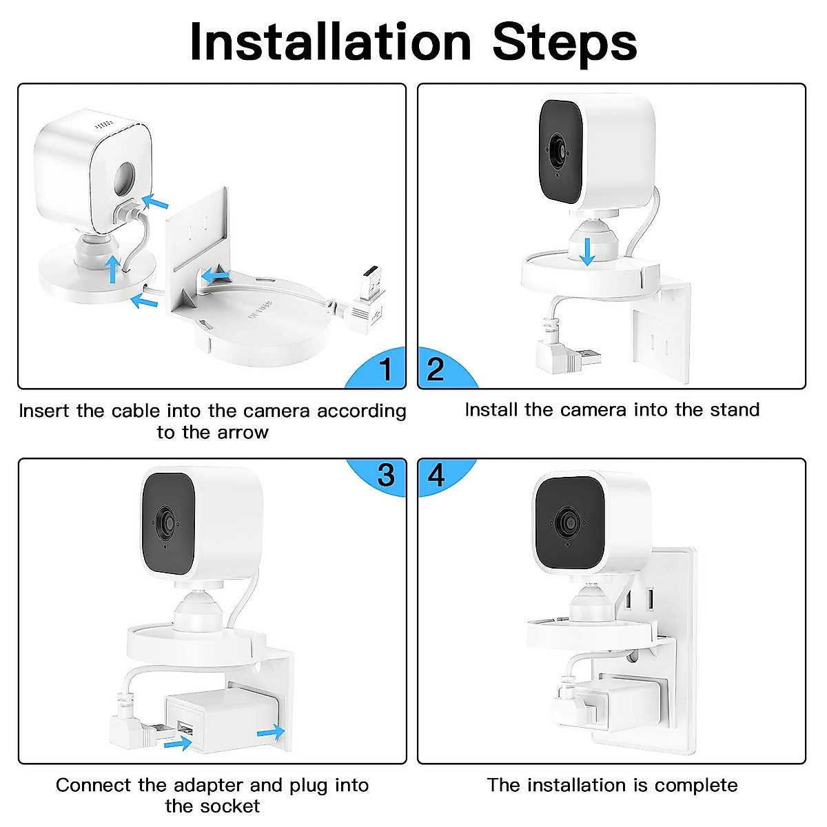 Koroao 2PACK Blink Mini Outlet Wall Mounts - AC Outlet Wall Plug Mount Stand Holder Bracket for Blink Mini Indoor Camera Without Messy Wires or Screws(Blink Mini is not Include)