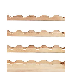 36 Bottles Wine Rack Freestanding Floor, 6-Tier Display Wine Bottle Holder Stand with Pine Shelf, Wobble-Free Wine Storage Rack for Pantry Organizer, Kitchen Bar, Countertop, Dinning Room, Natural