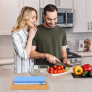 Sharpening Stone Whetstone Set 2 Side Grit 1000/6000, Professional Whetstone Knife Sharpener, Knife Sharpening Stone Kit with Bamboo Base, Flatting Stone, Angle Guide