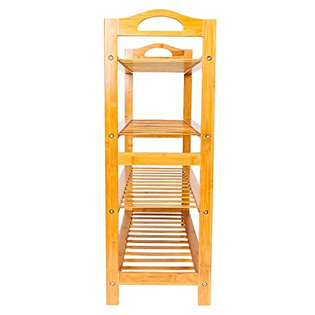 Colilove 4 Tiers Bamboo Shoe Rack Organizer Wooden Stackable Shoe Rack Free Standing Shoe Shelf for Entryway and Closet Hallway, Wood Color