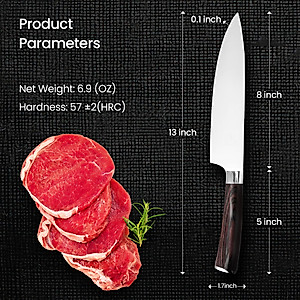 Japanese Chef Knife, 8 Inch, HC Steel, Paring Knife, Premium Chef Knife Professional Unique Gift for Men/Women, Mom/Dad, Premium Gift Box