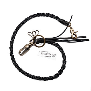 UNIQSUM Braided Genuine leather wallet chain Biker Punk Key chains (Vintage BK)